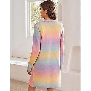 GRACE KARIN Womens Folklore Cardigan Color Block Sweaters(M,Gradient Yellow)