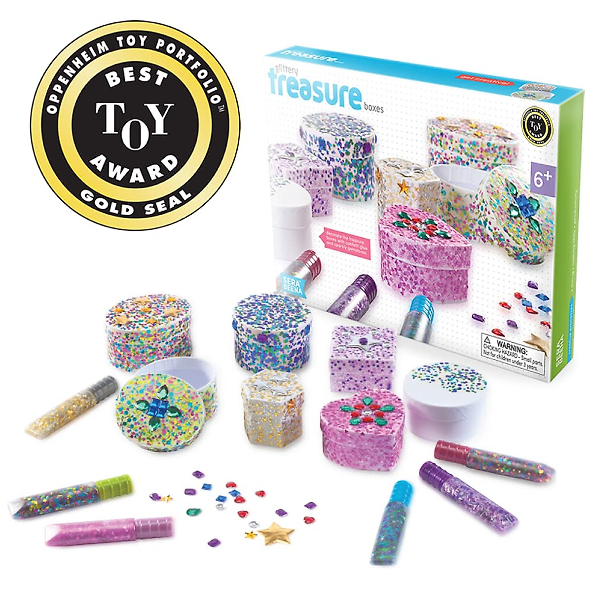 Serabeena Decorate Your Own Glittery Treasure Boxes - Creative Kit for Girls