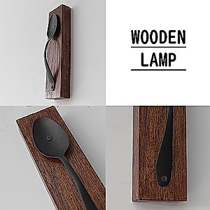 SKIVTGLAMP Industrial Style Handle Adjustable Lamp Wooden Wall Sconce Wall Hanging Plug-in UL Cord Wall Lamp No Drilling, Dimmable Farmhouse Wall Mounted Rectangular Walnut for Restaurant Decor