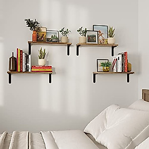 You Have Space Cappado Floating Shelves for Bathroom Decor, 17”x 4.5" Bookshelf, Storage Shelves for Living Room, Kitchen, Bedroom, Laundry, Burnt, Set of 4