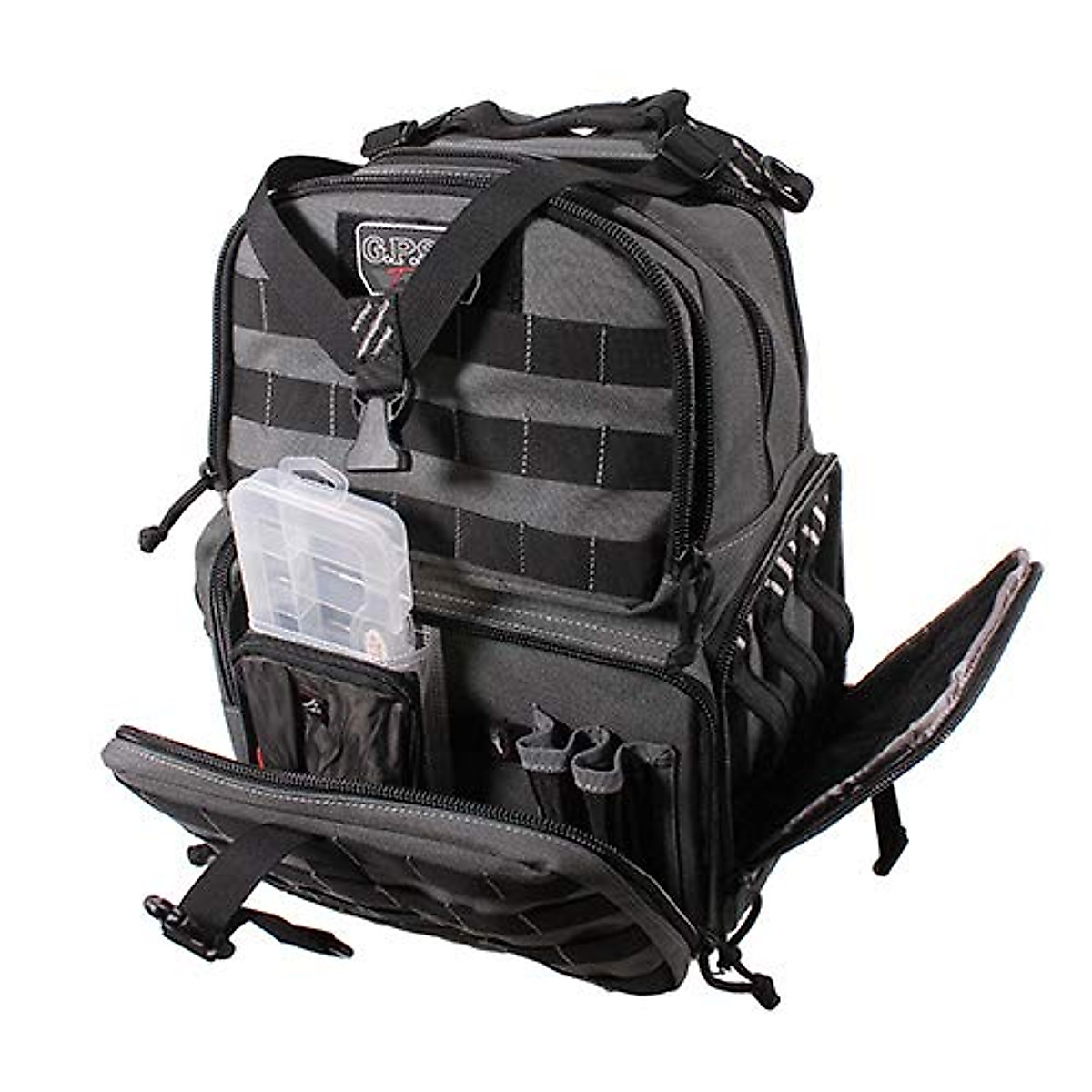 G5 Tactical Range Backpack | Gray | 3 Handguns Capacity | MOLLE Webbing | Durable Waterproof Stain-Resistant Shooting Tactical Gear