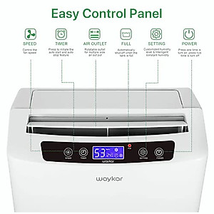 Waykar 2000 Sq. Ft Dehumidifier for Home and Basements, with Auto or Manual Drainage, 0.66 Gallon Water Tank Capacity