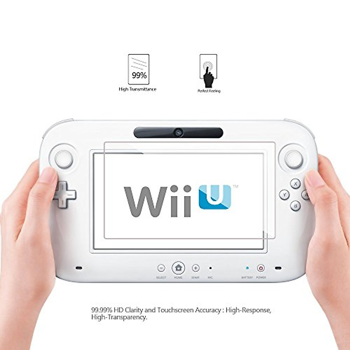 (Pack of 2) Tempered Glass Screen Protector for Nintendo Wii U, Akwox [0.3mm 2.5D High Definition 9H] Premium Clear Screen Protective Film for Nintendo Wii U