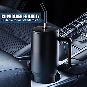 Vompole 40oz Tumbler with Handle and Straw Lid Insulated Vacuum Stainless Steel Coffee Tumbler With Handle Water Bottle Steel Travel Mug (Gradient (Purple/Turquoise))