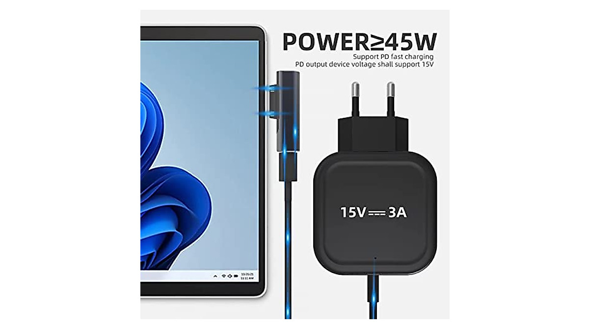 Surface Connector to USB-C Charging Adapter for Microsoft Surface Devices