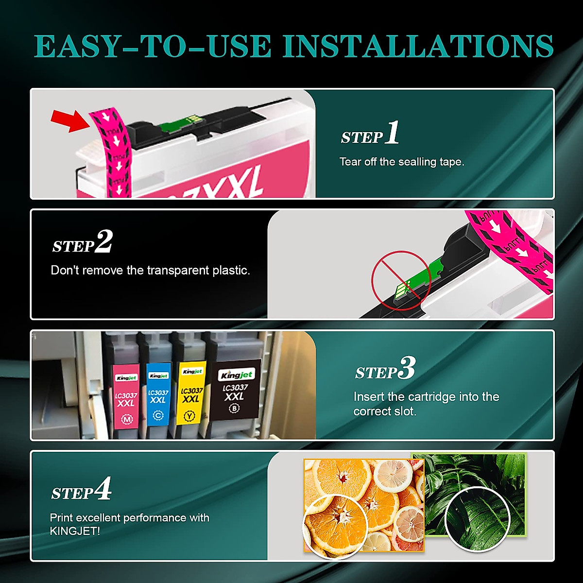 Kingjet Compatible Ink Cartridge Replacement for Brother LC 3037 XXL LC3039 (BK/C/M/Y) use for MFC-J5845DW MFC-J5945DW MFC-J6545DW MFC-J6945DW Inkjet Printers for Brother LC 3037XXL LC3037