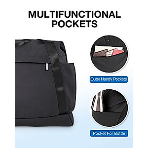 Foldable Duffle Bag, BAGSMART 29L Tote Travel Bag Gym Sports Bag for Women, Carry On Luggage Weekender Overnight Bag for Travel Essentials(Black)