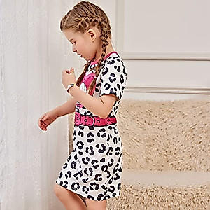 L.O.L. Surprise! Girls Short Sleeve Black White Leopard Long Sweatshirt Dress Girls T-shirt Dress 6-7 Years
