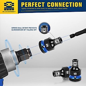 BLACKROBOT 2PCS Impact Bit Holders 1/2 Inch Square Drive to 1/4 Inch Hex Socket Adapter for Impact Wrench