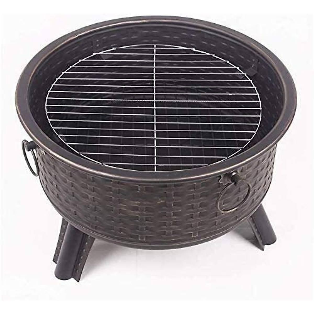 LEAYAN Garden Fire Pit Portable Grill Barbecue Rack Outdoor Fire Pit Patio Fire Steel BBQ Grill Fire Pit Bowl with Mesh Spark Screen Cover,Log Grate, Poker for Camping for Camping Backyard