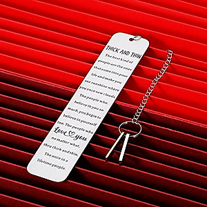Valentine's Day Gift for Friend Thick and Thin Bookmarks for Best Friend Women Book Lover, Friendship Gifts for BFF Friends Mom Birthday Gift for Female Sentimental Gift for Friendship Besties Sister