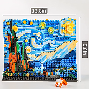 MACTANO The Starry Night Micro Mini Building Kit for Adult, Vincent Van Gogh Idea Display for Home Decor DIY Building Block Set Construction Toy Model-1858PCS