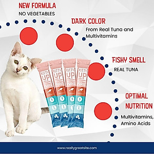 Kitty Up Lickable Cat Treats for Indoor Cats - Multivitamin Puree Treat with Real Tuna, Lysine, Taurine, & Grain Free | 50 Cat Tube Treats