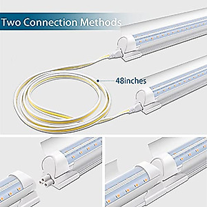 Barrina LED Shop Light, 8FT 72W 9000LM 5000K, Daylight White, V Shape, Clear Cover, Hight Output, Linkable Shop Lights, T8 LED Tube Lights, LED Shop Lights for Garage 8 Foot with Plug (Pack of 4)