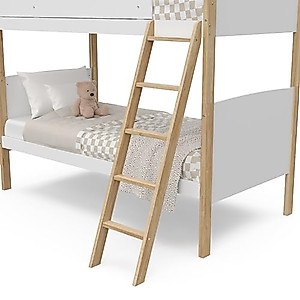 Storkcraft Next Delray Twin-Over-Twin Convertible Bunk Bed (White with Natural) – Modern, Stylish, 2-Tone Bunk Bed for Kids Bedroom