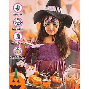 Fantastory Face Paint Kit 158pcs - 20 Colors with Glitters, Stencils, Hair Chalks, Tattoo Stickers, Brushes, Sponges & Guide - Professional Water-Based Body & Face Paint for Halloween, Suitable