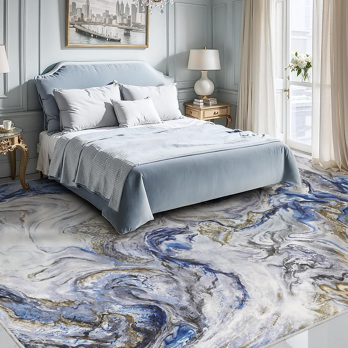 8x10 Area Rugs for Living Room, Modern Abstract Rug for Bedroom, Contemporary Machine Washable Rug, Large Stain Resistant Carpet for Dining Room Playroom Home Office, Pet & Kids Friendly