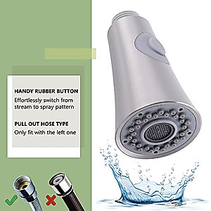 Kitchen Faucet Spray Head, Angle Simple Kitchen Sink Pull Down Faucet Sprayer Nozzle Pull Out Hose Spray Head Spout Replacement Part Pull Out Faucet Spray Assembly G 1/2, Brushed Nikcel