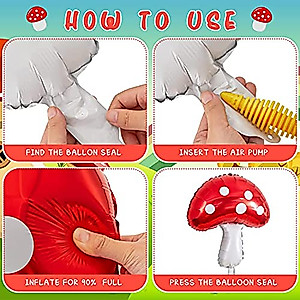 xinglong 8 Pcs Mushroom Foil Balloons Supplies for cartoon themed party Forest Plant Thanksgiving Autumn Harvest Baby Shower Home Outdoor decoration (Red)