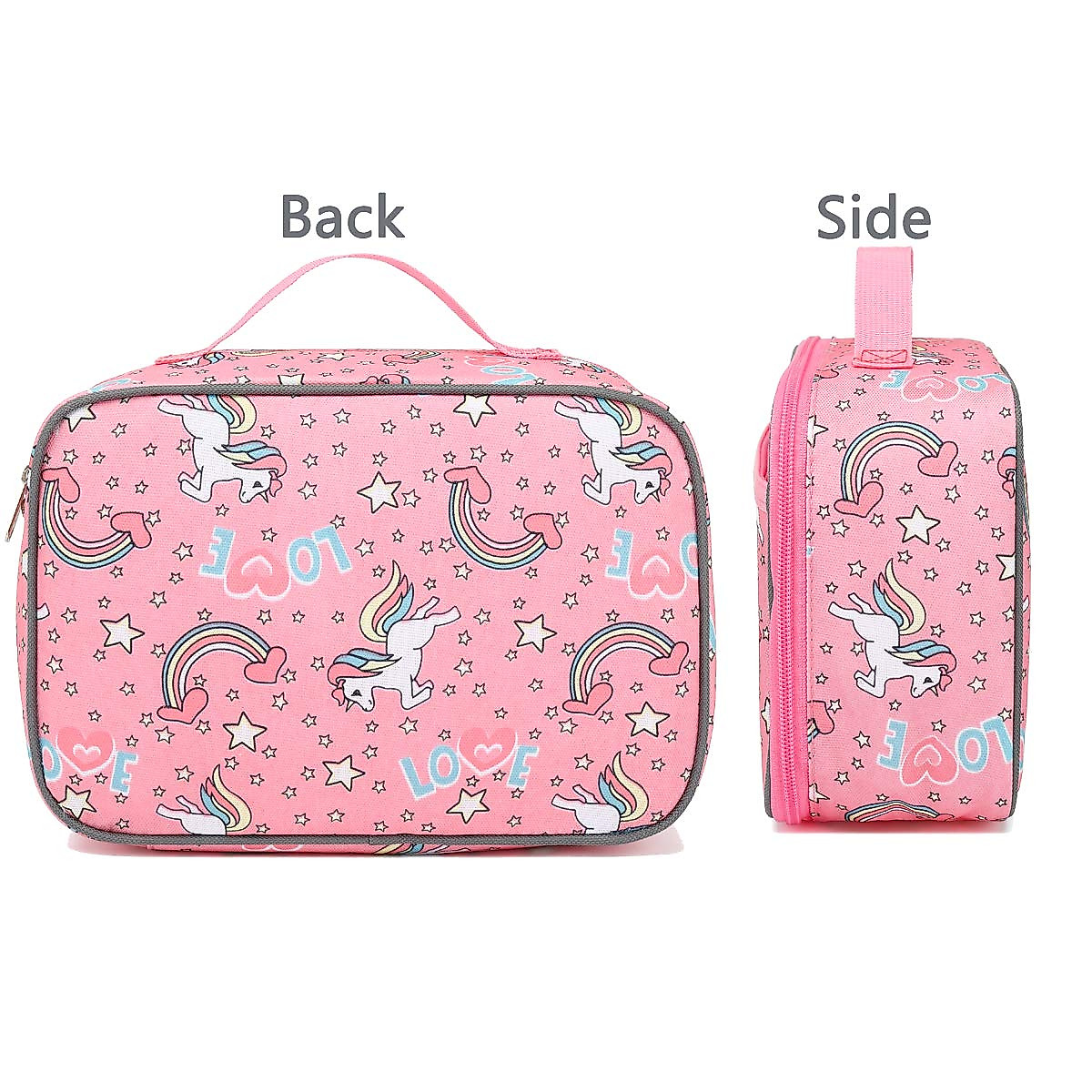 FlowFly Kids Lunch box Insulated Soft Bag Mini Cooler Back to School Thermal Meal Tote Kit for Girls, Boys, Unicorn