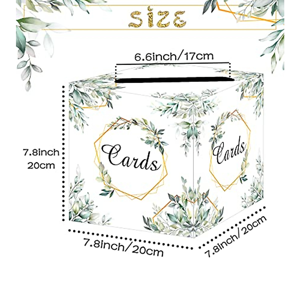 Greenery Card Box Floral Money Card Box Gift Card Holder Box Card Box Holder for Wedding Reception Baby Shower Birthday Party Supplies