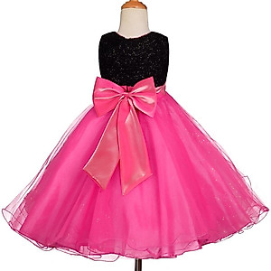 Dressy Daisy Baby Girls Special Occasion Dresses Wedding Flower Girl Pageant Gown Party Dress Size 18-24 Months, Black and Hot Pink