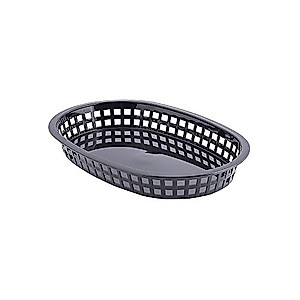 TableCraft 1076BK 10-1/2" Black Chicago Platter Basket - 3 Dozen, Large, Black