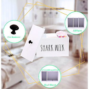 Bath Products Containers & Storage,Tampon Holder for Bathroom, Farmhouse Accessories Decor Feminine Product Storage Containers Vanity Lid Organizer Countertop Pad Dispenser Shark Week Period