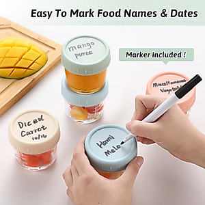 VITEVER 8 Pack Glass Baby Food Storage Containers, 4 oz Baby Food Jars with Plastic Lids, Small Baby Food Maker, Reusable Infant Freezer Container, Microwave, Dishwasher & Freezer Safe, BPA Free