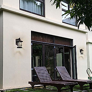 MICSIU Oil Rubbed Bronze Outdoor Light Fixture Wall Mount, Exterior Wall Mounted Light Fixture with Clear Seedy Glass, 10" Exterior Lights for House, Front Porch, Patio, Backyard