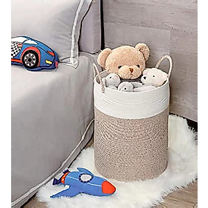 Tall Woven Laundry Basket with Handles, Clothes Hamper Storage Basket for Living Room, Bedroom, Entryway, Bathroom, Large Woven Blanket Basket for Pillows, Towels, Blankets