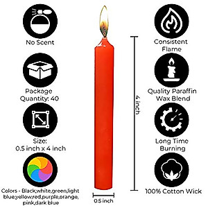Dinil – Spell Candles (40 Candles) – 4" x 1/2" Premium Mini Taper Candles for Rituals, Birthdays, Altar, Spells, Chime Candles