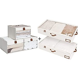 StorageWorks Closet Storage Bins with Clear Window 3 pack, Underbed Storage Box, Under Bed Clothes Organizer With Sturdy Structure and Ultra Thick Fabric 2 pack