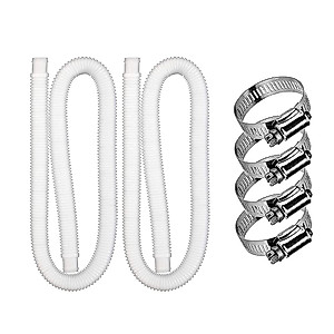 Premium Quality Kinkproof PVC Ground Swimming Replacement Pool Filter Hose, 1.25 x 57 Inch Pump Hose Works with All Filter Pumps for 330 GPH, 530 GPH, and 1,000 GPH, 2 PCS (white)