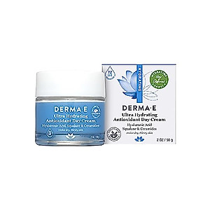 DERMA-E Ultra Hydrating Antioxidant Day Cream – Advanced Face Moisturizer with Anti-Aging Squalane, Hyaluronic Acid and Ceramides to Smooth and Nourish, 2 Oz