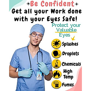 Pink Safety Glasses For Women - Lab Safety Glasses, Cute Dental Assistant Glasses, Anti Fog Nursing Goggles, Eye Protection glasses, Medical Goggles - Lentes De Seguridad Para Trabajar Para Mujer