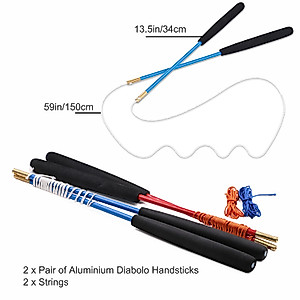 MAGICYOYO MD01 Large Diabolo Yoyo with Pro Triple Bearings for Kids to Adults Toy, Pro 5" Red Diabolo+ 2 Pairs Carbon Sticks+ Bag+ 4 Strings Kit, Chinese Yoyo Diabolos High Performances Tricks