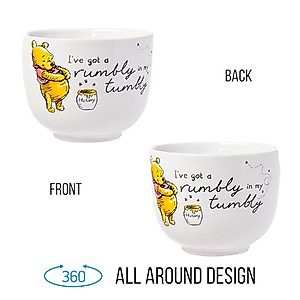 Silver Buffalo Disney Winnie the Pooh Rumbly in My Tumbly Ceramic Ramen Noodle Rice Bowl with Chopsticks, Microwave Safe, 20 Ounces