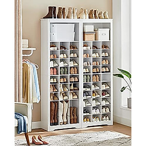 VASAGLE Shoe Storage Cabinet, 10 Tier Shoe Rack Organizer, Holds Up to 30 Pairs of Shoes, for Entryway Bedroom, 12.6 x 24.8 x 73.6 Inches, White ULBS273T14