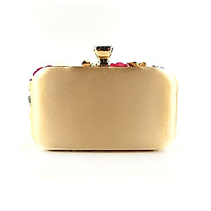 LGXIGE Evening Purses For Women With Pretty Flowers Pearl Decorated (Beige)