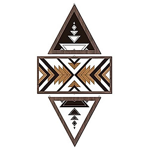 3 Pieces Wooden Aztec Sign Wall Art Farmhouse Home Wall Decor Wood Geometric Wall Hanging for Bedroom Living Room, Boho Wall Art Prints on Wood (Triangle Style)