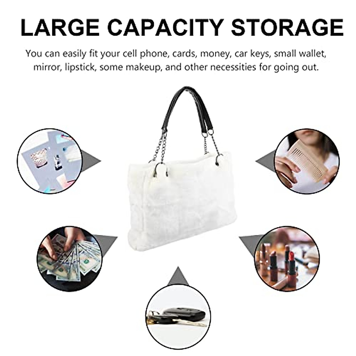 Womens Tote Bag Shoulder Tote Bag Women's Tote Bag Plush Large Single Shoulder Bag Lady Handbag Stereoscopic Fuzzy Design Handbag Shoulder Tote Bag Women's Tote Handbags Hand Bags