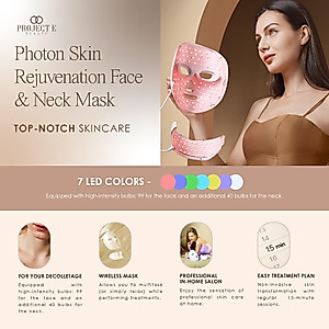 Project E Beauty LED Light Therapy Mask | LED Face & Neck Mask | Skin Rejuvenation | 7 Colors | Anti Aging | Reduce Wrinkles | Anti-inflammation | Brightening Skincare Mask