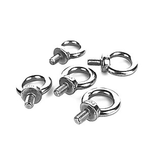 Eowpower 5 Pieces Stainless Steel M10 Male Thread Machinery Shoulder Lifting Ring Eye Bolts
