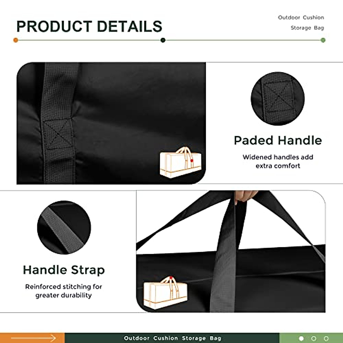 Bicherub Outdoor Cushion Storage Bag 420D Oxford Waterproof Extra Large Outdoor Cushion Storage Bag with Zipper for Outdoor Cushions, 2 Pack