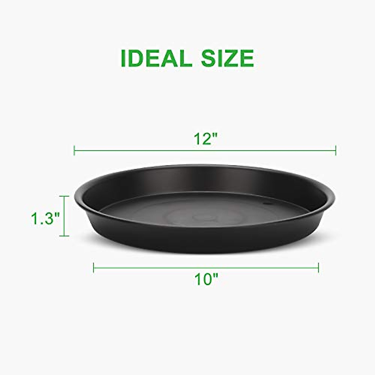 GROWNEER 6 Packs 12 Inches Plant Saucer Drip Trays, Suit for Pots Less Than 10 Inches Bottom Diameter, Round Plastic Plant Pot Saucers Flower Pot Tray for Indoor Outdoor Garden, Black