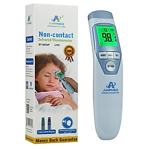Amplim Hospital Medical Grade Non-Contact No-Touch Forehead Thermometer for Baby and Adults. Touchless Temporal Fever Thermometer, FSA HSA Approved Accurate and Fast Digital Baby Thermometer