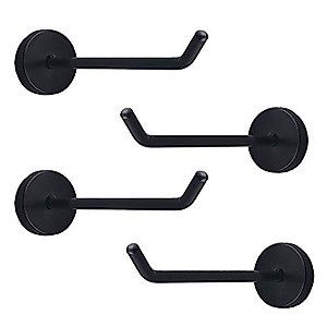 NELXULAS Classic Black Stainless Steel Heavy Duty Coat Hook, Durable Robe Hanger Wall Mount Hook, Perfect Touch Your Bathroom, Bedroom, Closets, Wardrobe, Kitchen (6", 4 PCS)
