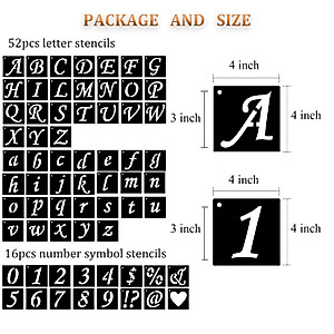 Eage Alphabet Letter Stencils 3 inch, 68 Pcs Reusable Plastic Letter Number Symbol Stencil Kit for Painting on Wood, Wall, Fabric, Rock, Chalkboard, Signage