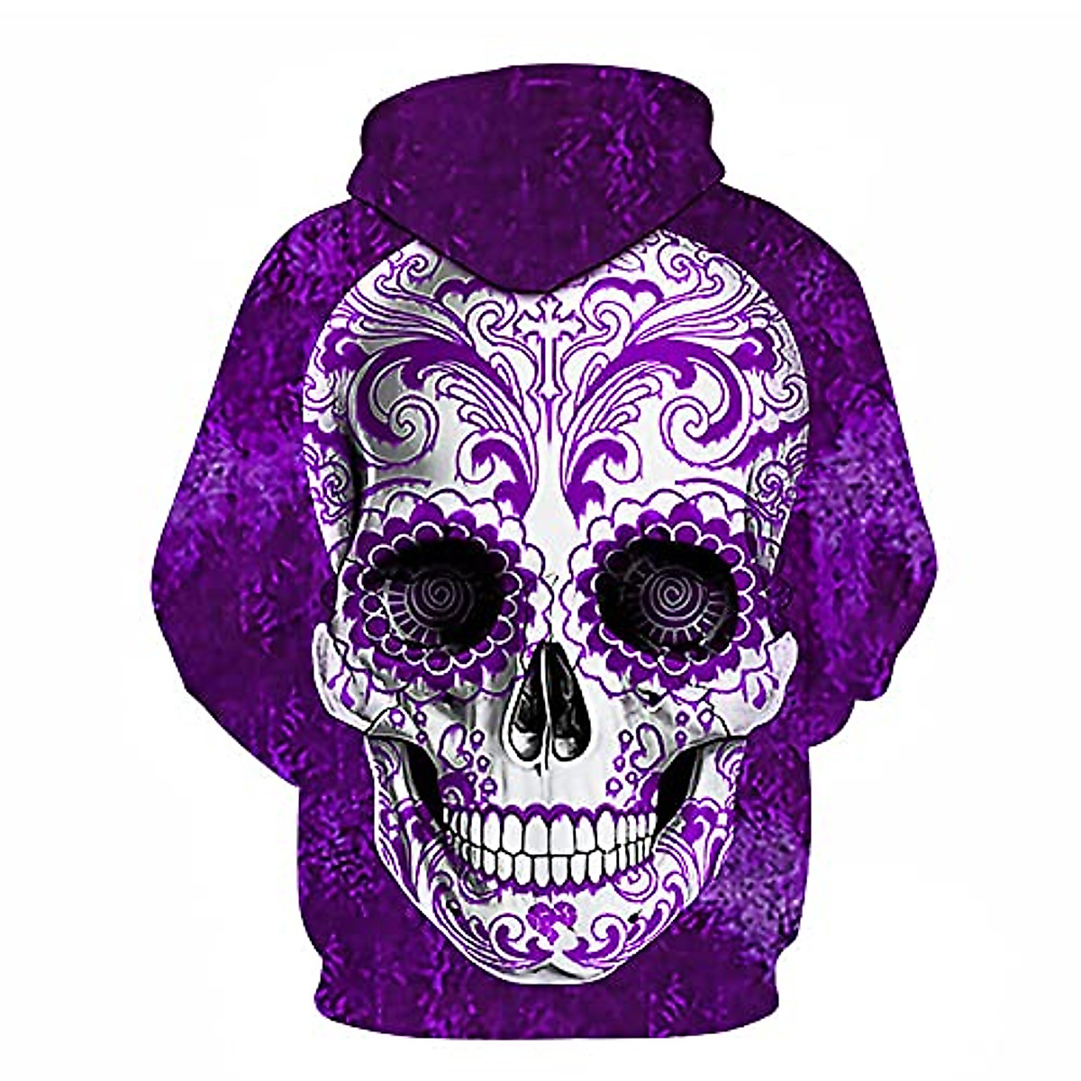 GIOSG Men's 3D Printed Hoodie Novelty Skull Sweatshirt Pullover with Pocket Hoodies,Purple,XL